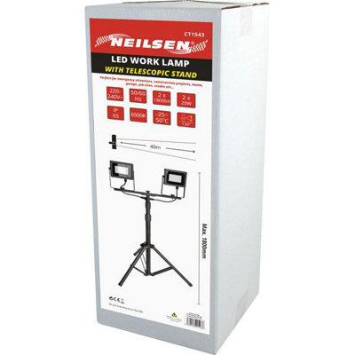LED Work Lamp 230V Twin Head on Tripod (CT1543)