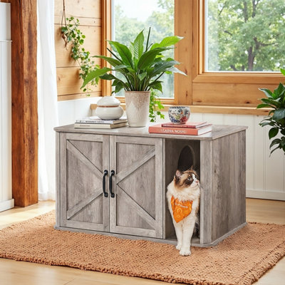 LEDREM Cat Litter Box Enclosure, Hidden Litter Box Furniture, with ...
