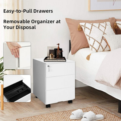 LEDREM Mobile Desk Cabinet Lockable with 3 Drawers, Document and ...