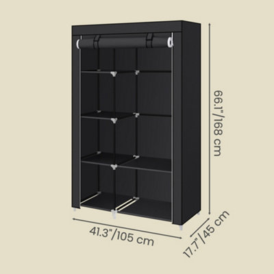 LEDREM Portable Closet Organizer with 6 Shelves And Hanging Rail, Non ...