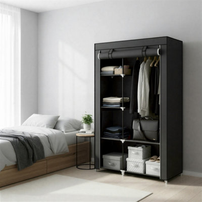 LEDREM Portable Closet Organizer with 6 Shelves And Hanging Rail, Non ...