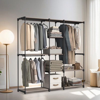 LEDREM Portable Open Wardrobe, Clothes Rack, Freestanding Wardrobe with ...