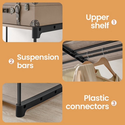 LEDREM Portable Open Wardrobe, Clothes Rack, Freestanding Wardrobe with ...