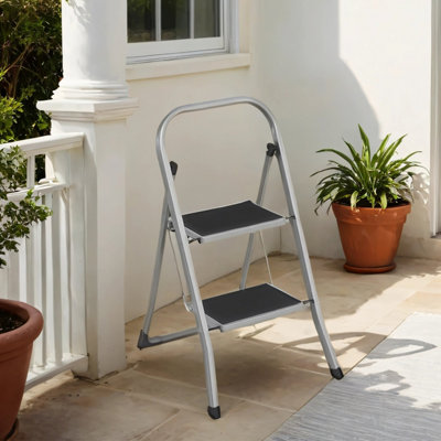 LEDREM Step Ladder, 2-Step Ladder, Folding Ladder, Safety Lock, Space ...