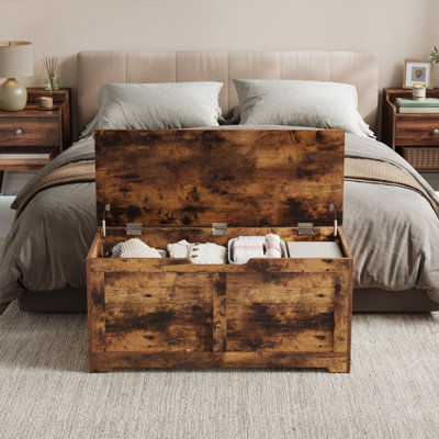 LEDREM Storage Chest, Storage Bench, Blanket Box with 2 Safety Hinges ...