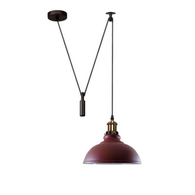 LEDSone Burgundy Ceiling Pendant Light Height Adjustable 2m Cable 60w ...