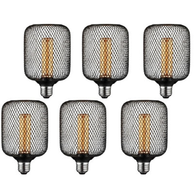 Ledsone E27 5W LED Metallic Glow Spiral Cylinder Bulb Black Metal Cage ...