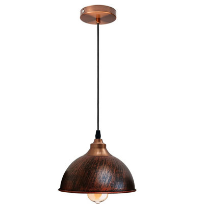 LEDSone Rustic Red Dome Vintage Pendant Light with E27 Base 1m ...