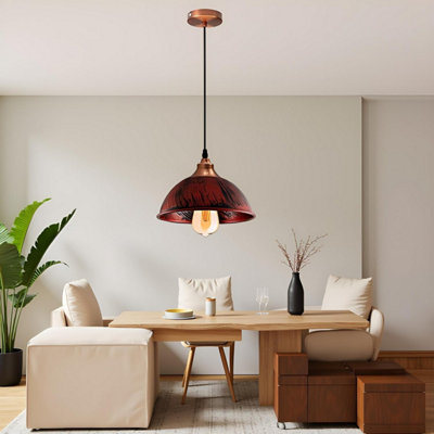 LEDSone Rustic Red Dome Vintage Pendant Light with E27 Base 1m ...