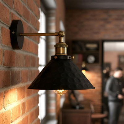 LEDSONE VINTAGE BLACK WALL SCONCE WITH 180 DEGREE ADJUSTABLE ARM FOR ...
