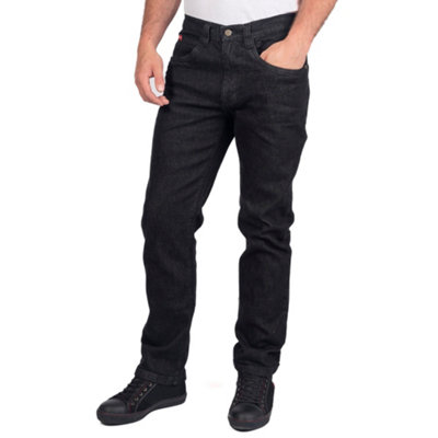 Lee Cooper Workwear Mens Straight Leg Stretch Denim Jean, Black, 32W ...