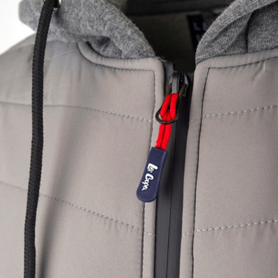 Lee Cooper Workwear Mens Thermal Hooded Sweater, Grey, L