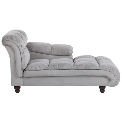 Left-Hand Chaise Longue LORMONT Velvet Light Grey