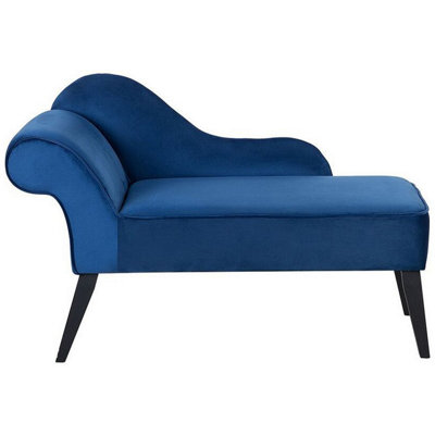 Left-Hand Chaise Lounge BIARRITZ Velvet Navy Blue