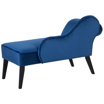 Left-Hand Chaise Lounge BIARRITZ Velvet Navy Blue