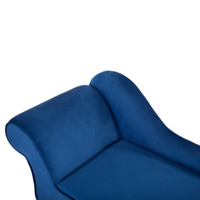 Left-Hand Chaise Lounge BIARRITZ Velvet Navy Blue