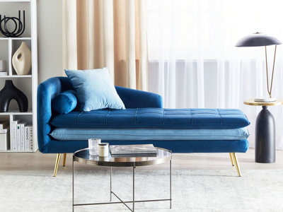 Left-Hand Chaise Lounge GONESSE Velvet Blue