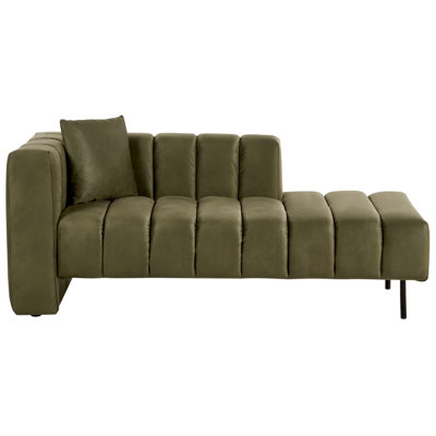 Left-Hand Chaise Lounge LANNILS Velvet Olive Green