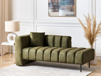Left-Hand Chaise Lounge LANNILS Velvet Olive Green