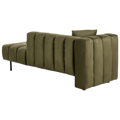 Left-Hand Chaise Lounge LANNILS Velvet Olive Green