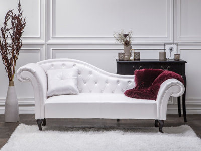 Left-Hand Chaise Lounge LATTES Faux Leather White
