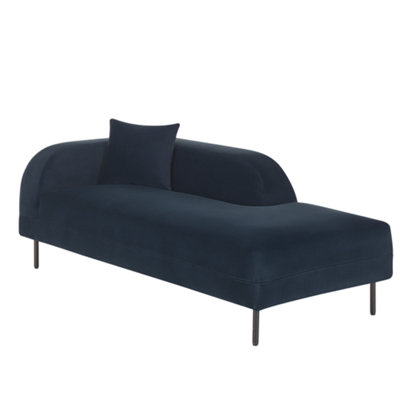 Left-Hand Chaise Lounge LE CRAU Velvet Dark Blue
