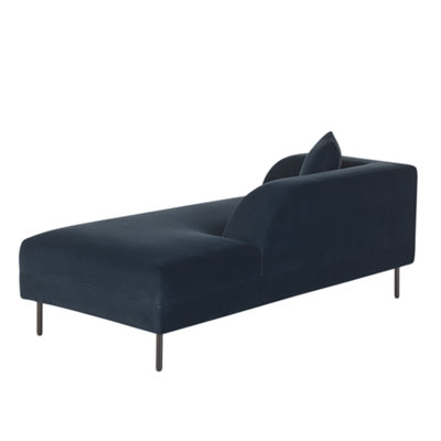 Left-Hand Chaise Lounge LE CRAU Velvet Dark Blue