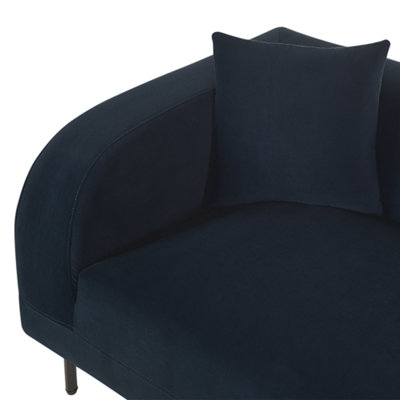 Left-Hand Chaise Lounge LE CRAU Velvet Dark Blue