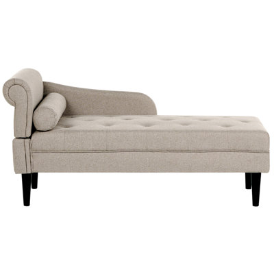 Left-Hand Chaise Lounge YVOIRE Fabric Beige