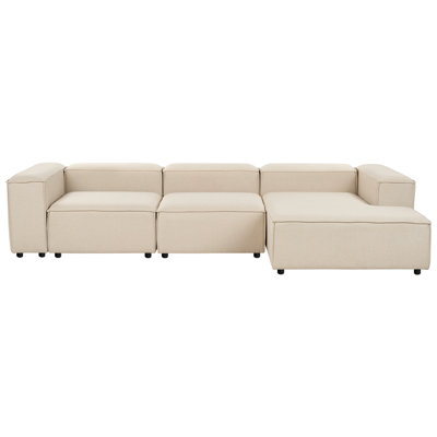 Left-Hand Corner Sofa ARDAL Beige Fabric 3 Seater Left Hand