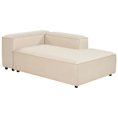 Left-Hand Corner Sofa ARDAL Beige Fabric 3 Seater Left Hand