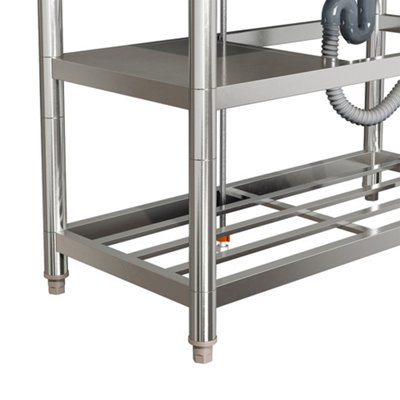 Left Hand Drainer Rectangle One Compartment Stainless Steel Sink with ...