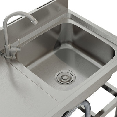 Left Hand Drainer Rectangle One Compartment Stainless Steel Sink with ...