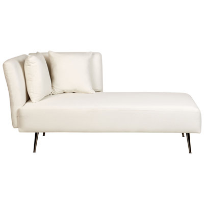 Left Hand Fabric Chaise Lounge White RIOM