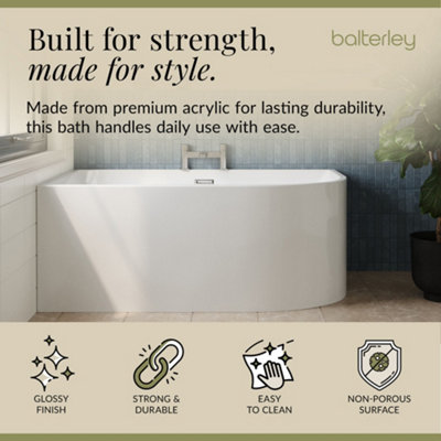 Left Hand J-Shaped Freestanding Bath from Balterley - 1500mm x 710mm