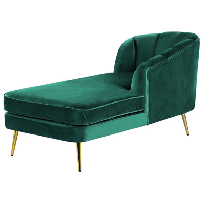 Left Hand Velvet Chaise Lounge Emerald Green ALLIER