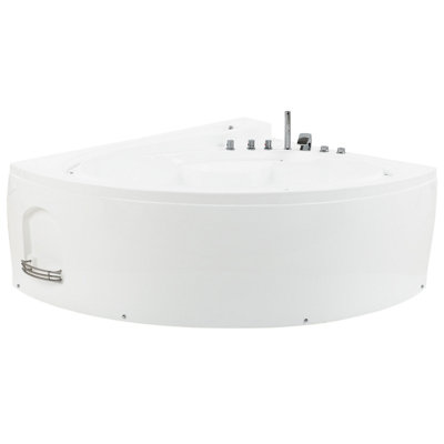 Left Hand Whirlpool Corner Bath with LED 2060 x 1480 mm White PELICAN
