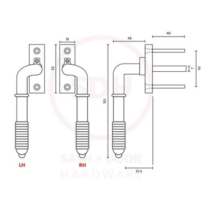Legacy Brass Verona Lockable Espagnolette Reeded (Right Hand) - Satin ...