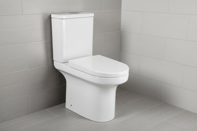 Leigh Rimless Close Coupled WC Compact Dual Flush Toilet with Soft ...