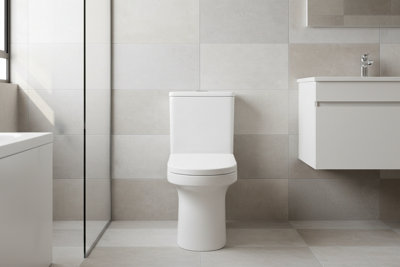 Leigh Rimless Close Coupled WC Compact Dual Flush Toilet with Soft ...