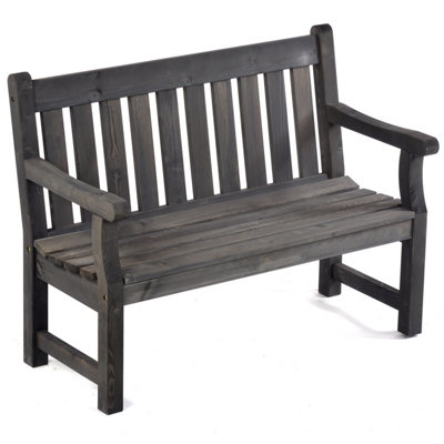 LeisureBench Darwin 2 Seat Garden Bench 120cm Length - Dark Grey