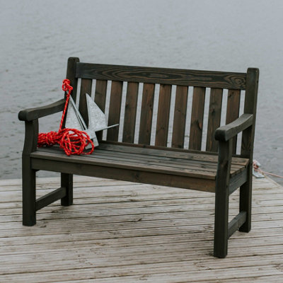 LeisureBench Darwin 2 Seat Garden Bench 120cm Length - Dark Grey