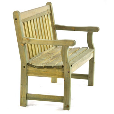 LeisureBench Darwin 2 Seat Garden Bench 120cm Length - Green Pine