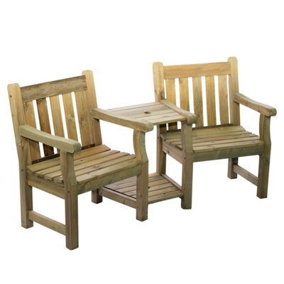 LeisureBench Darwin Companion Set Love Seat Garden Bench - Green Pine