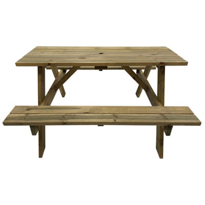 LeisureBench Tiptree 6 Seat Picnic Bench - Dip Treated Green Timber - 140cm