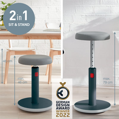 Leitz Active Sit Stand Office Desk Stool in Velvet Grey