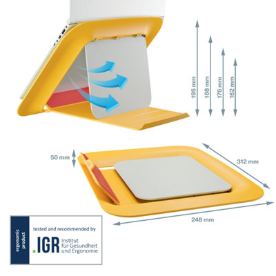 Leitz Ergo Cosy Warm Yellow Adjustable Laptop Stand