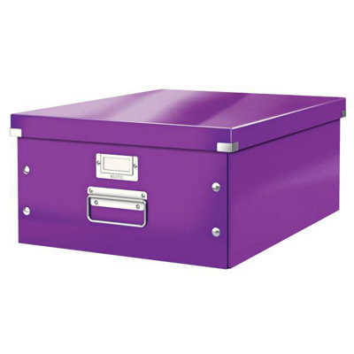 Leitz Wow Click & Store Purple Storage Box with Metal Handles Large ...