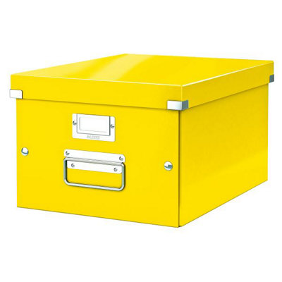 Leitz Wow Click & Store Yellow Storage Box with Label Holder Medium ...