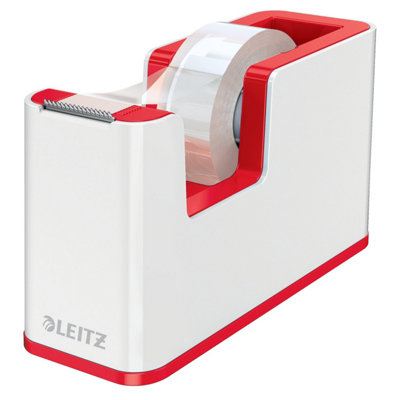 Leitz Wow White Red One-Hand Operation Tape Dispenser | DIY at B&Q